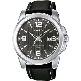 Casio Timeless Collection Herren CASIO TIMELESS COLLECTION Quarzuhr Armbanduhr, Herrenuhr, analog, Datum, Lederarmband schwarz