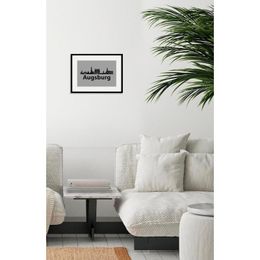 queence Bild &raquo;Augsburg Skyline&laquo; Deutschland Geb&auml;ude Stadt St&auml;dte 1 Stk. tlg. HD Premium Poster-Druck inkl. Holzrahmen grau Acrylglas, Holz, Papier