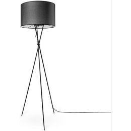 Paco Home Stehlampe &raquo;KATE CANVAS UNI COLOR&laquo; E27 Wohnzimmer Dreibein Stoffschirmlampe Standleuchte Textil Schirm E27 schwarz