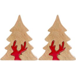 MyFlair Dekobaum &raquo;Deko Puzzle Baum, mit Rentier&laquo; Weihnachtsdeko aus Holz, Weihnachtsbaum, H&ouml;he ca. 17 cm rot Holzwerkstoff