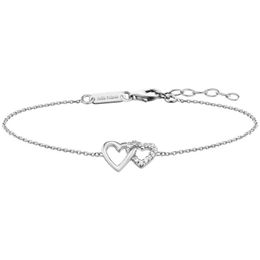 JULIE JULSEN Damen Armband &raquo;925/- Sterling Silber rhodiniert 2 Herzen Zirkonia&laquo; wei&szlig;