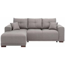 Home Affaire Ecksofa &raquo;Viborg L-Form&laquo; mit Regal in der Armlehne, wahlweise mit Bettfunktion grau Struktur (100% Polyester);Struktur fein ( 100% 