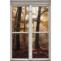 queence Wandsticker &raquo;Wald&laquo; Wandsticker, Wandbild, selbstklebend, 3D, Fenster beige
