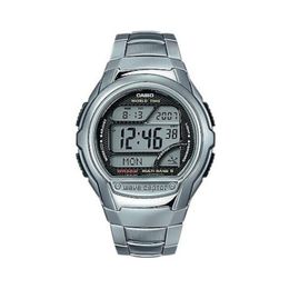 CASIO FUNK Herren Funkchronograph Quarzuhr, Armbanduhr, Herrenuhr, Funkuhr, Digitaluhr, Resinarmband silber