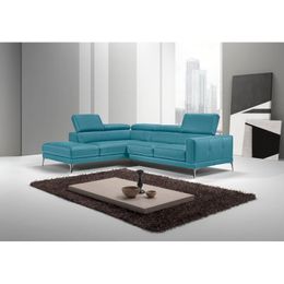 Egoitaliano Ecksofa &raquo;Claudie, Designsofa mit extrakomfortablem Sitzkomfort&laquo; Inkl. Kopfteilverstellung, L-Form blau Luxus-Microfaser (100% Polyester) Leder &raquo;BULL&laquo; 