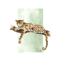 Komar Bild &raquo;Lazy Leopard&laquo; Natur 1 Stk. tlg. Wandbild zur Dekoration - ohne Rahmen bunt Holz, Papier