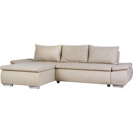 Home Affaire Ecksofa &raquo;Acra L-Form&laquo; mit Bettfunktion und Bettkasten, in Mattenoptik beige 100% Polyester