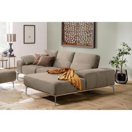 W.Schillig Ecksofa &raquo;run, Designsofa mit tollem Sitzkomfort, bequem, L-Form&laquo; mit elegantem Holzsockel, F&uuml;&szlig;e in Silber matt, Breite 279 cm beige 