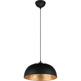 REALITY LEUCHTEN Pendelleuchte &raquo;Punch&laquo; E27 1 Stk. warmwei&szlig; - kaltwei&szlig; Industrie-Look mit Doppelschirm schwarz-gold, exkl 1xE27 max 40W schwarz