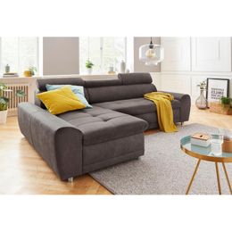 Sit & More sit&more Ecksofa &raquo;Riva L-Form&laquo; inklusive Kopteilverstellung, wahlweise mit Bettfunktion grau Flachgewebe (100% Polyester);Luxus-Microfaser (100% 