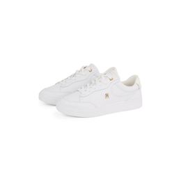 Tommy Hilfiger Damen Plateausneaker &raquo;ESSENTIAL CHIC COURT SNEAKER&laquo; , Freizeitschuh, Schn&uuml;rschuh, Halbschuh mit TH-Schmuckelement wei&szlig; 41