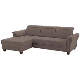 Home Affaire Ecksofa &raquo;Solvei L-Form&laquo; mit Recamierenabschlu&szlig; und Sitztiefenverstellung braun Struktur (100% Polyester);Luxus-Microfaser Lederoptik (100