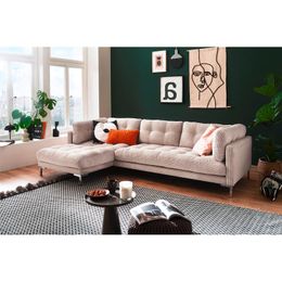 Trends by HG Ecksofa &raquo;Landau L-Form&laquo; in Cord-Stoff mit Metallfu&szlig; beige