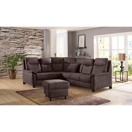 Home Affaire Ecksofa &raquo;Boccaccio L-Form&laquo; mit Federkern, incl. Kopfteilverstellung, wahlweise Bettfunktion braun Struktur weich (90% Polyester / 10% 