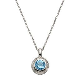 Celesta Damen Celesta Kette mit Anh&auml;nger &raquo;925/- Silber Zirkonia & sy. Blautopas&laquo; wei&szlig;