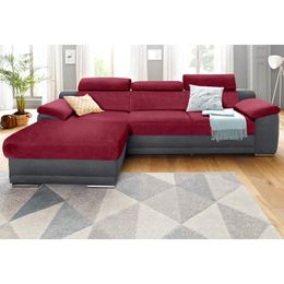 Sit & More sit&more Ecksofa &raquo;Xenia L-Form&laquo; wahlweise mit Bettfunktion rot Luxus-Microfaser ALTARA NUBUCK (100% Polyester) / Struktur (100% Polyester);Luxus-