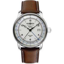 Zeppelin Herren Zeppelin Automatikuhr &raquo;100 Jahre, Automatic GMT&laquo; Armbanduhr, Herrenuhr, Datum, Made in Germany braun