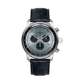 Zeppelin Herren Zeppelin Chronograph &raquo;LZ 14 Marine&laquo; Quarzuhr, Armbanduhr, Herrenuhr, Made in Germany, Lederarmband blau