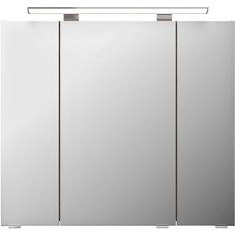 Badezimmerspiegelschrank &raquo;Serie 4010 Badezimmer-Spiegelschrank inkl. LED-Aufsatzleuchte&laquo; Badschrank 80 cm breit, 3 T&uuml;ren, 6 Glas-Einlegeb&ouml;den, inkl 