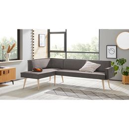 exxpo - sofa fashion Eckbank &raquo;Lungo, moderne Kedernaht, bequem und elegant, hoher Holzfu&szlig;&laquo; hochwertige Detailverarbeitung, frei im Raum stellbar grau 