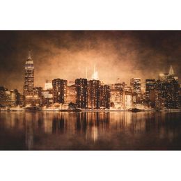 papermoon Fototapete &raquo;NEW YORK-CITY SKYLINE BROOKLYN BRIDGE VINTAGE WANDDEKO&laquo; bunt Vlies