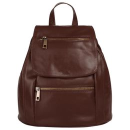 Samantha Look Damen Cityrucksack echt Leder, Made in Italy braun B/H/T: 24cm x 27cm x 11cm, onesize