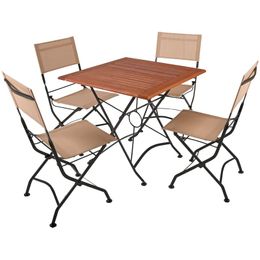 Garden Pleasure Garten-Essgruppe &raquo;TRIEST&laquo; Set, 5 Stk. tlg. beige FSC -zertifiziertes Massivholz, PVC, Polyester, Stahl