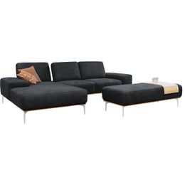 W.Schillig Ecksofa &raquo;run, Designsofa mit tollem Sitzkomfort, L-Form&laquo; mit elegantem Holzsockel, F&uuml;&szlig;e in Chrom gl&auml;nzend, Breite 279 cm schwarz Longlife 