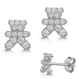 Firetti Damen Paar Ohrstecker &raquo;Schmuck Geschenk Silber 925 Ohrschmuck Ohrringe Teddy&laquo; Made in Germany - mit Zirkonia (synth.)