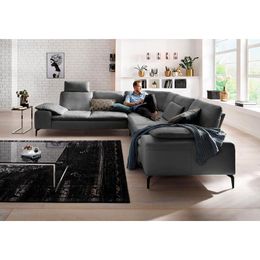 W.Schillig Ecksofa &raquo;valentinoo, Designsofa, elegant und bequem, L-Form&laquo; mit Sitztiefenverstellung, Breite 318 cm grau Longlife Xtra-Leder Z69: Das 