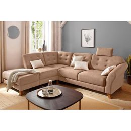 Home Affaire Ecksofa &raquo;Trondheim L-Form&laquo; mit Federkern braun Struktur weich ( 97% Polyester, 3% Baumwolle);Luxus-Microfaser ALTARA NUBUCK (100% 