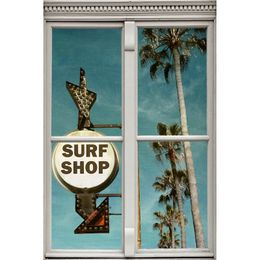 queence Wandsticker &raquo;Surf Shop&laquo; Wandsticker, Wandbild, selbstklebend, 3D, Fenster blau