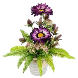I.GE.A. Kunstblume &raquo;Arrangement aus Gerbera im Topf aus Keramik&laquo; Tischgestecke Blumendekoration Seidenblumen K&uuml;nstliche Blumen lila Polyester
