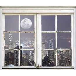 queence Wandsticker &raquo;New York City bei Nacht&laquo; Wandsticker, Wandbild, selbstklebend, Amerika grau