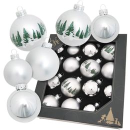 Christbaumschmuck &raquo;Kugelsortiment&laquo; Christbaumschmuck aus Glas, Christbaumkugeln silber Glas
