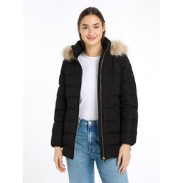 Tommy Hilfiger Damen Steppjacke mit Kapuze mit Logopatch schwarz XS (34)