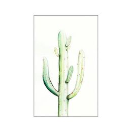 Komar Bild &raquo;Saguaro Watercolor&laquo; Bl&auml;tter Pflanzen 1 Stk. tlg. Wandbild zur Dekoration - ohne Rahmen bunt Holz, Papier