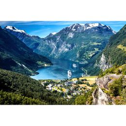papermoon Fototapete &raquo;Landschaft mit Bergen&laquo; bunt Vlies