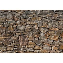 Komar Fototapete &raquo;Stone Wall - Gr&ouml;&szlig;e 368 x 254 cm&laquo; bedruckt glatt Wohnzimmer, Schlafzimmer grau Papier