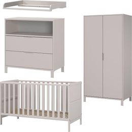 Germania Babym&ouml;bel-Set &raquo;GW-Alkmaar&laquo; 4 Stk. tlg. mit mitwachsendem Kinderbett braun Holz teilmassiv, Holzwerkstoff, Metall