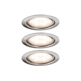 Paulmann Unterschrankleuchte &raquo;3x4,5W 12VA 230V/350mA 65mm Metall Eisen geb&uuml;rstet, 3er Set&laquo; 3 Stk. Warmwei&szlig; LED M&ouml;bel Einbauleuchten Set silber