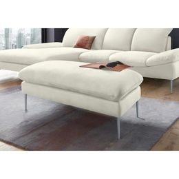 W.Schillig Hocker &raquo;enjoy&MORE&laquo; F&uuml;&szlig;e silber matt, Breite 106 cm wei&szlig; Chenille-Flachgewebe R66 (85% Polyester, 15% Nylon);Longlife Xtra-Leder Z59: 