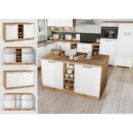 KOCHSTATION K&uuml;cheninsel &raquo;KS-Lana, Breite 153 cm&laquo; MDF-Fronten, Arbeitsplatte 38mm stark wei&szlig;