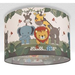 Paco Home Deckenleuchte &raquo;Diamond 634&laquo; E27 Kinderlampe Deckenlampe LED Kinderzimmer, Dschungel-Tiere, E27 wei&szlig;