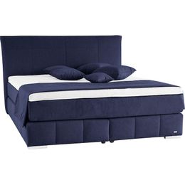 Alina Boxspringbett &raquo;Luga&laquo; 188 cm breit, inkl. Matratze und Komfortschaum-Topper blau Chenille GCP (100% Polyester)