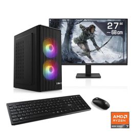 CSL PC-Komplettsystem &raquo;Spectrum V25237&laquo; 27 &prime;&prime; AMD Ryzen 7 GeForce RTX 4060 16 GB RAM 1.000 GB SSD schwarz Inkl. 27 Zoll Full-HD Monitor, Maus, 