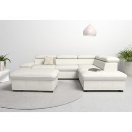 Home Affaire Ecksofa &raquo;Alberto L-Form&laquo; mit Kopfteilverstellung, wahlweise mit Bettfunktion wei&szlig; Luxus-Microfaser Lederoptik (100% Polyester);Luxus-