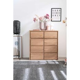 Home Affaire Kommode &raquo;Zetra Schubladenschrank, 2 Schubladen/2 T&uuml;ren mit Soft-Close-Function&laquo; Fertig montiert, Eiche Massivholz, Breite 88 cm beige FSC