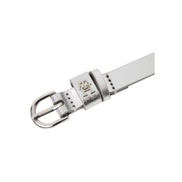 Tommy Hilfiger Damen Lederg&uuml;rtel Metallic-Finish, Leder silber