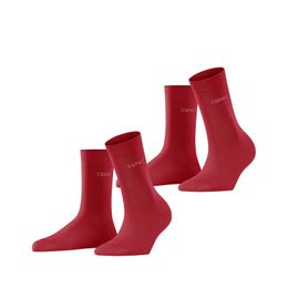 Esprit Damen Socken &raquo;Uni&laquo; 2er Pack, 2 Stk. tlg. aus elastischem Material, atmungsaktiv rot 39-42